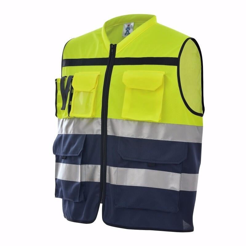 Fluorescent Yellow and Dark Blue Reflective Vest; ECVV SA – ECVV.SA