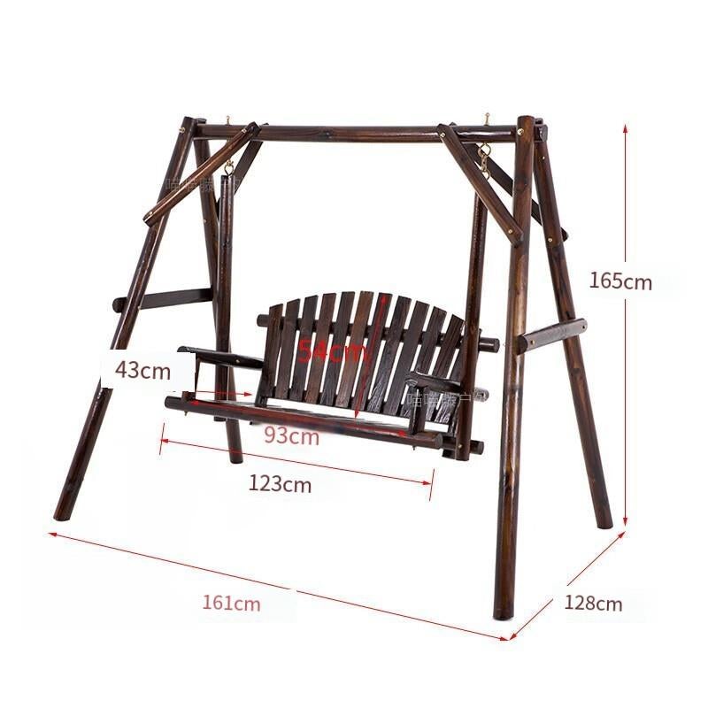 Outdoor Solid Wood Rocking Chair Carbonized Wood Swing; ECVV SA – ECVV.SA